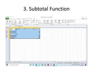3. subtotal function in excel | PDF