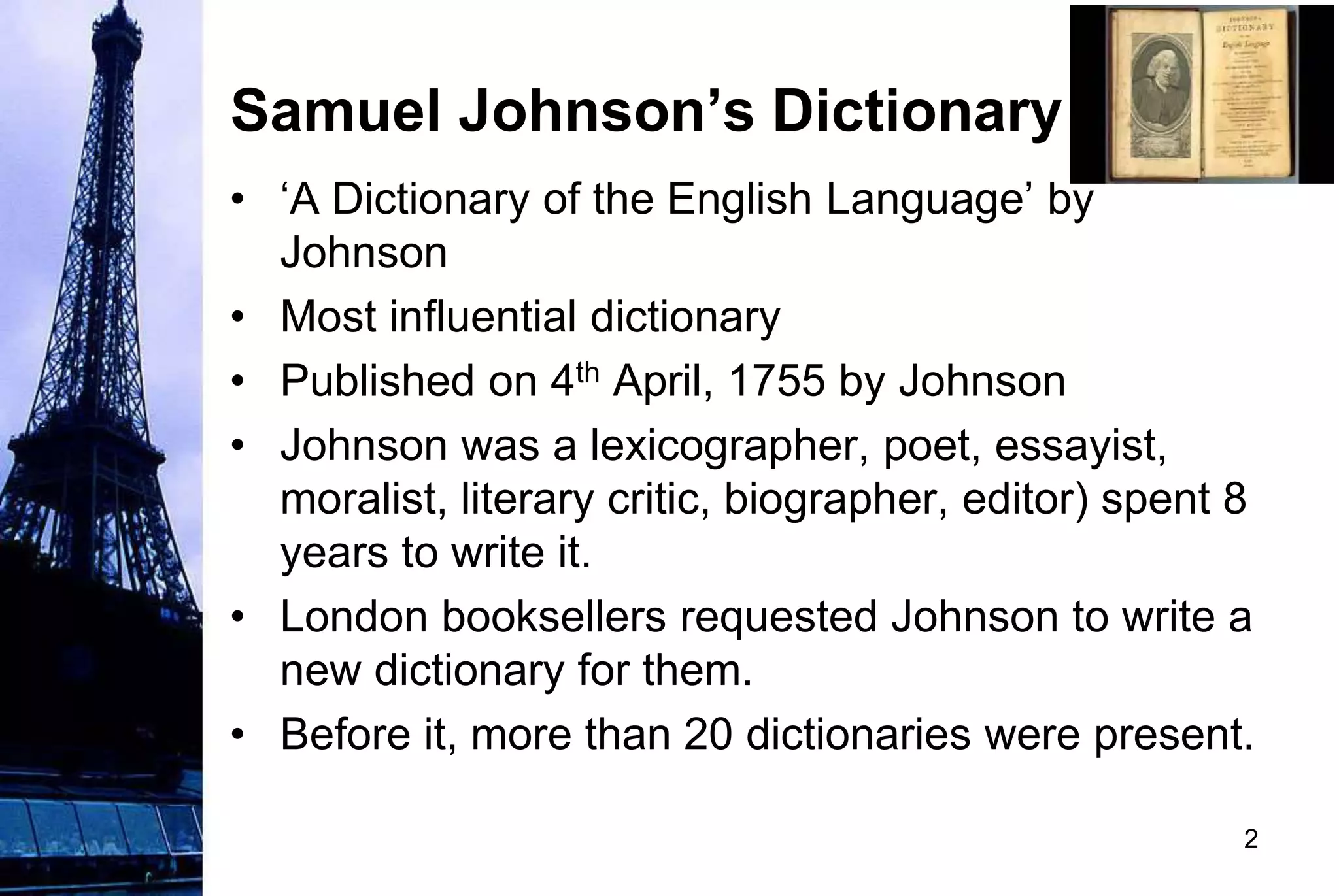 3. intro to lang. johnson's dictionary | PPT