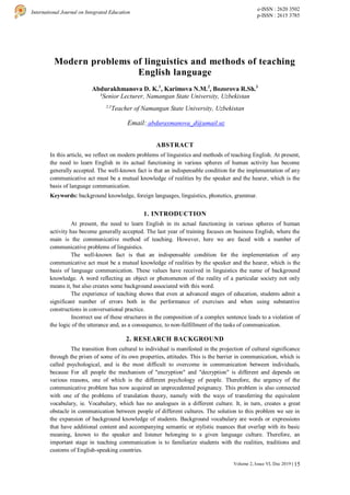 Modern problems of linguistics and methods of teaching English language | PDF