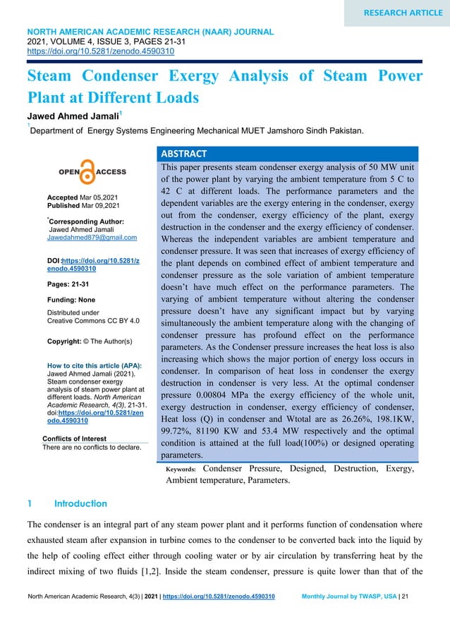 Steam Condenser Exergy Analysis of Steam Power Plant at Different Loads ...