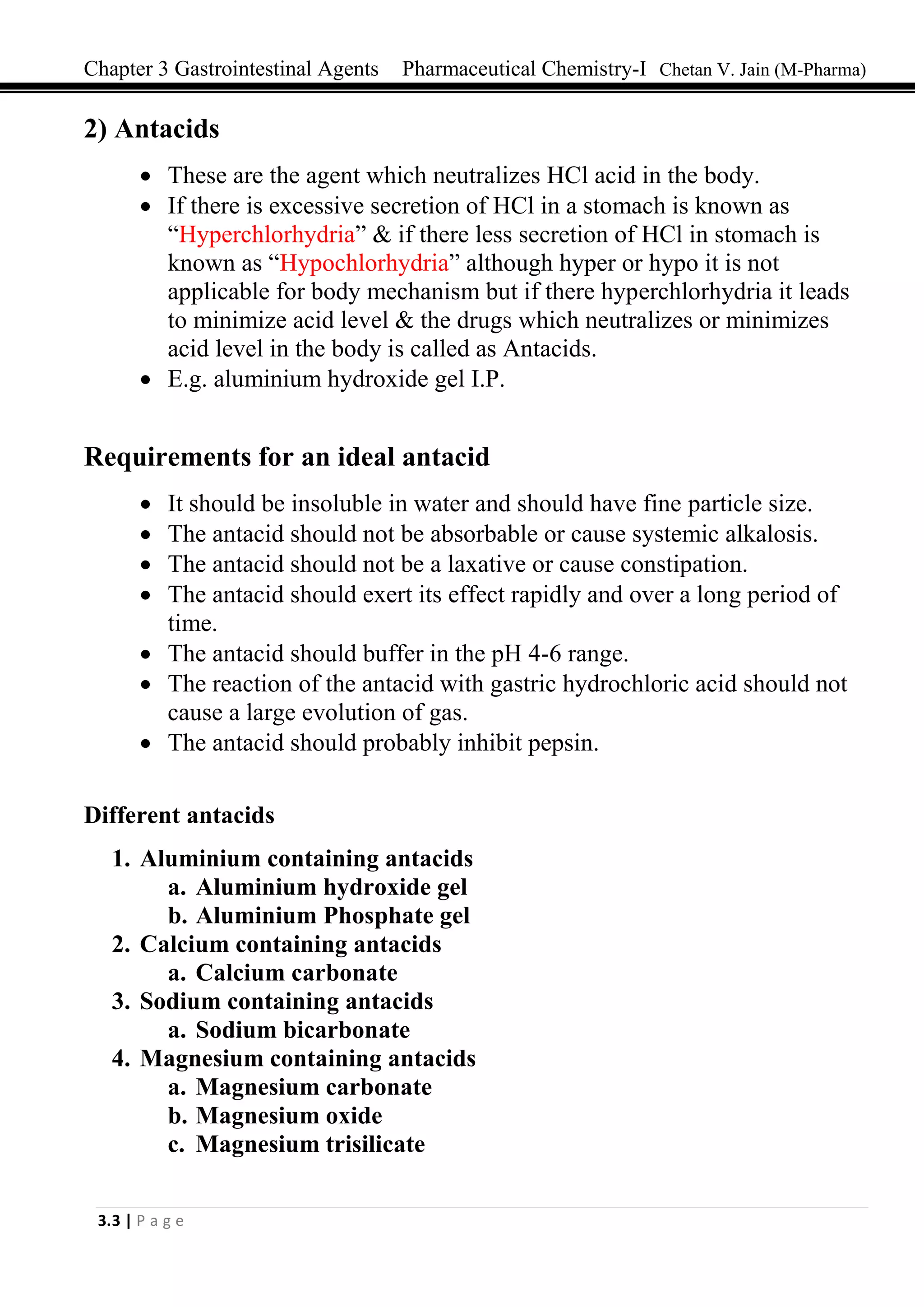 Chapter No 3 : Gastrointestinal Agents | PDF