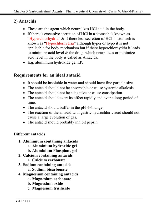 Chapter No 3 : Gastrointestinal Agents | PDF | Digestive Disorders ...