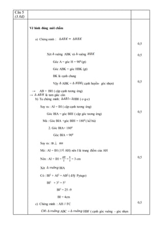 Đề Thi HK2 Toán 7 - THCS Diên Hồng | DOC