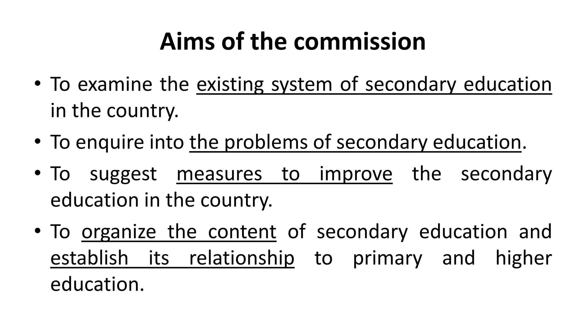 Secondary Education Commission / Mudaliar Commission | PPTX