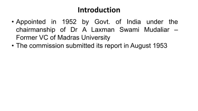 Secondary Education Commission / Mudaliar Commission | PPTX | Secondary ...
