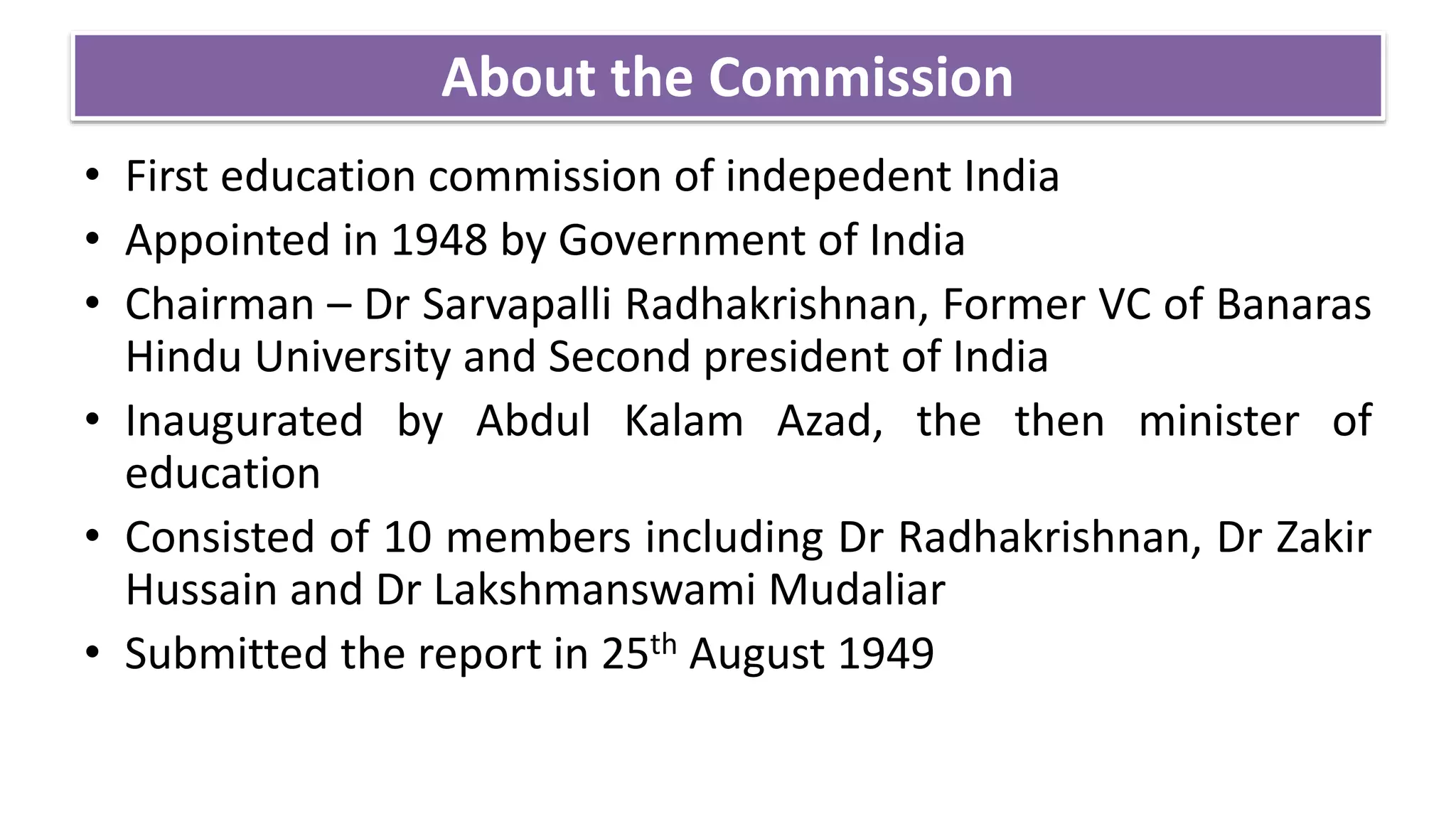 Radhakrishnan Commission / University Education Commission | PPTX