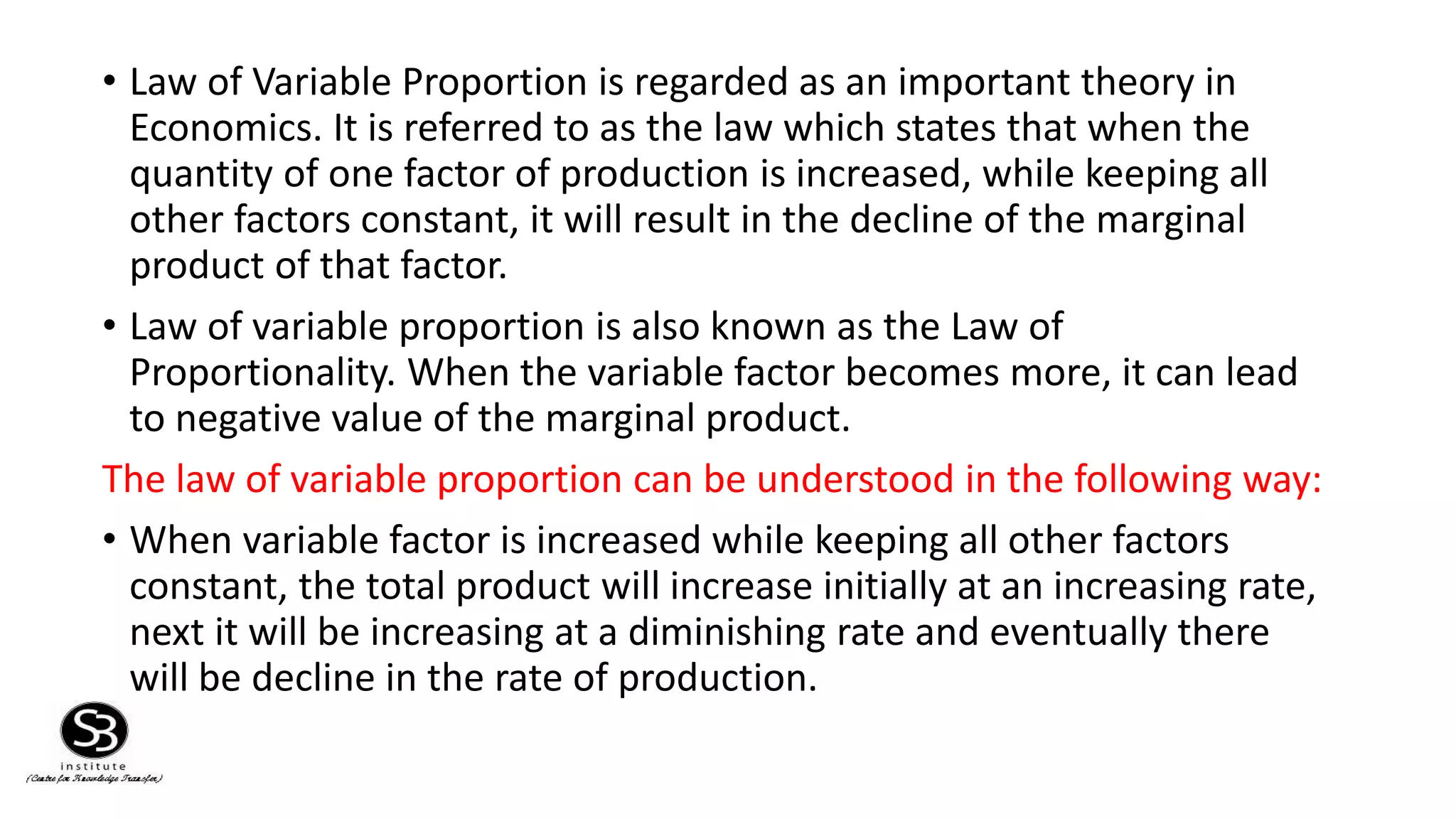 Law of variable proportion | PPTX