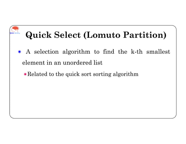 Quick Select (Decrease and Conquer) | PPT