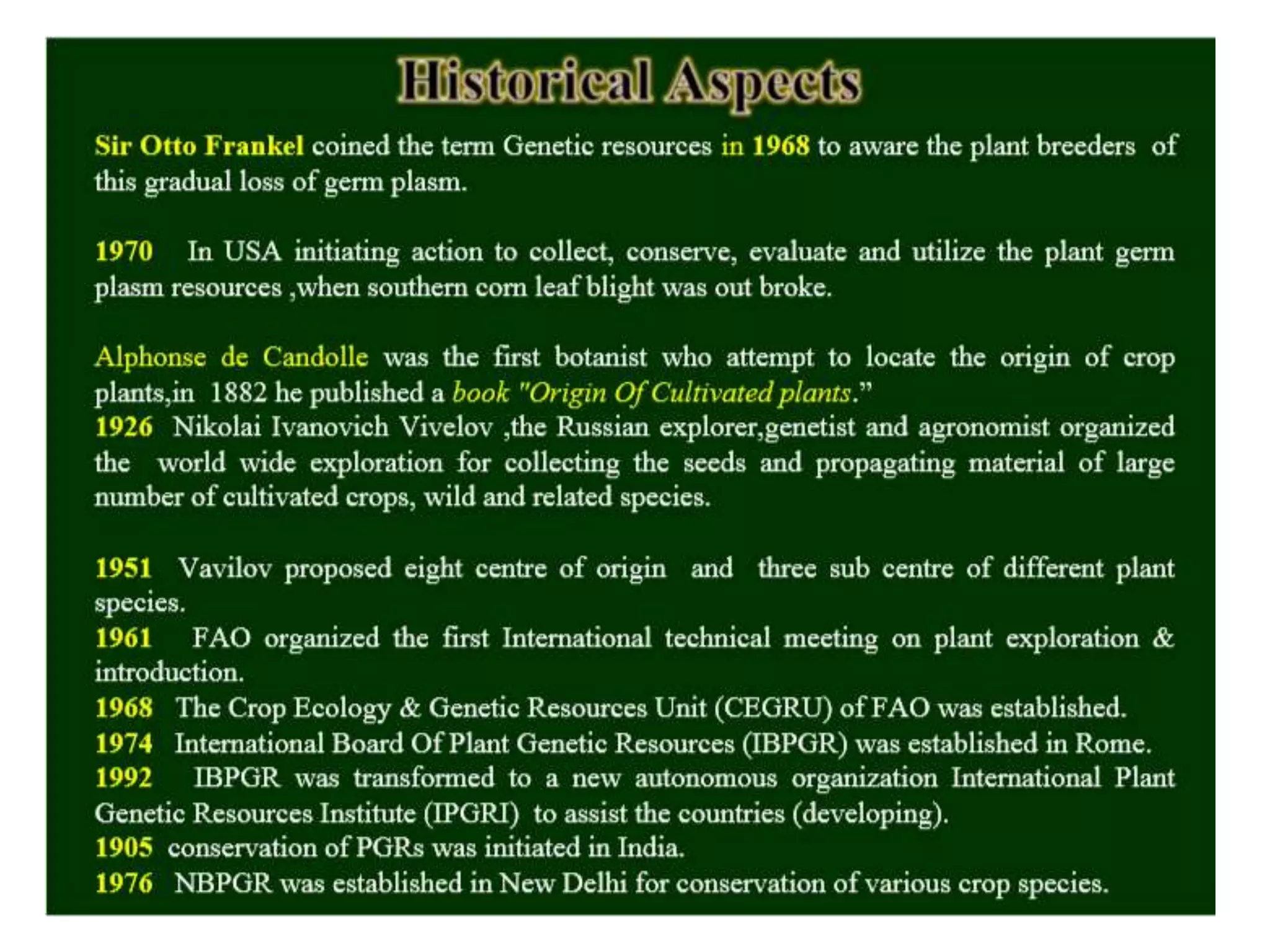 Plant genetic resources their utilization and conservation in crop ...