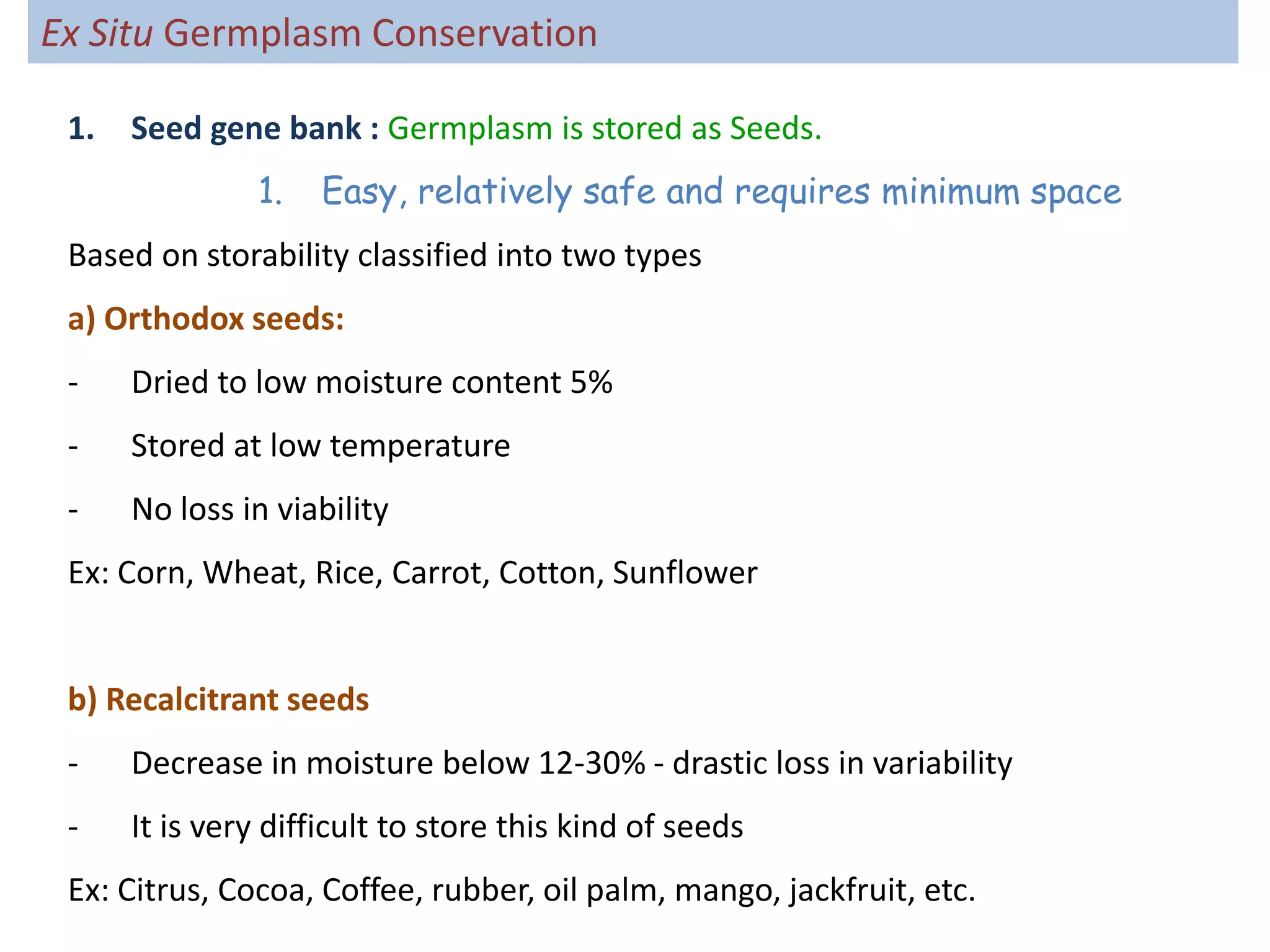 Plant genetic resources their utilization and conservation in crop ...