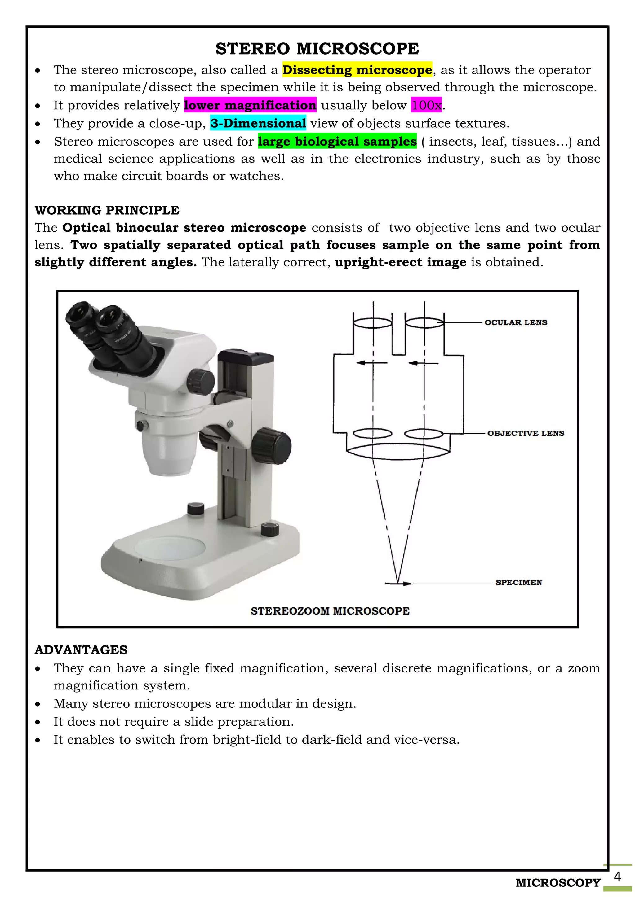 3. Microscope simple, compound & stereo - Basics | PDF