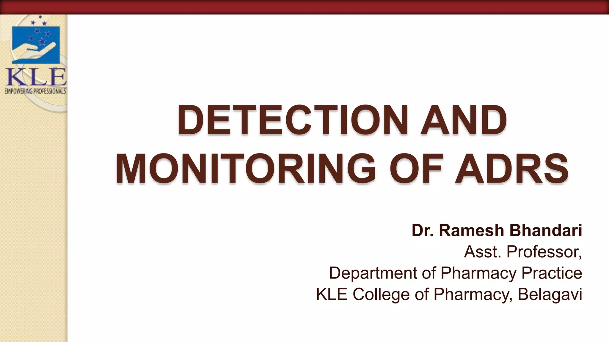 Detection and monitoring of ADRs | PPTX
