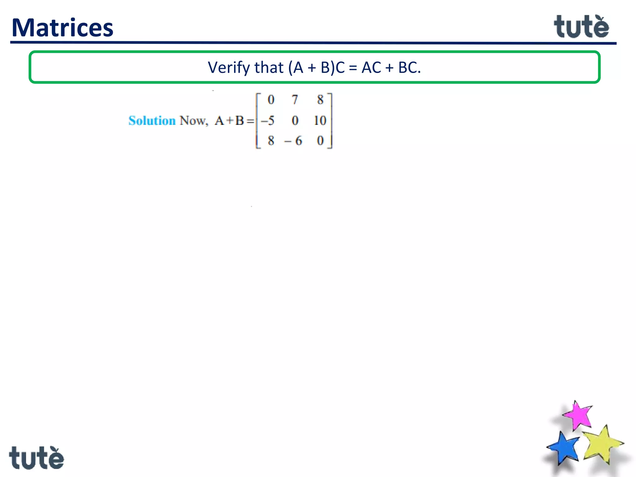 Matrices - multiplication of matrices | PPTX