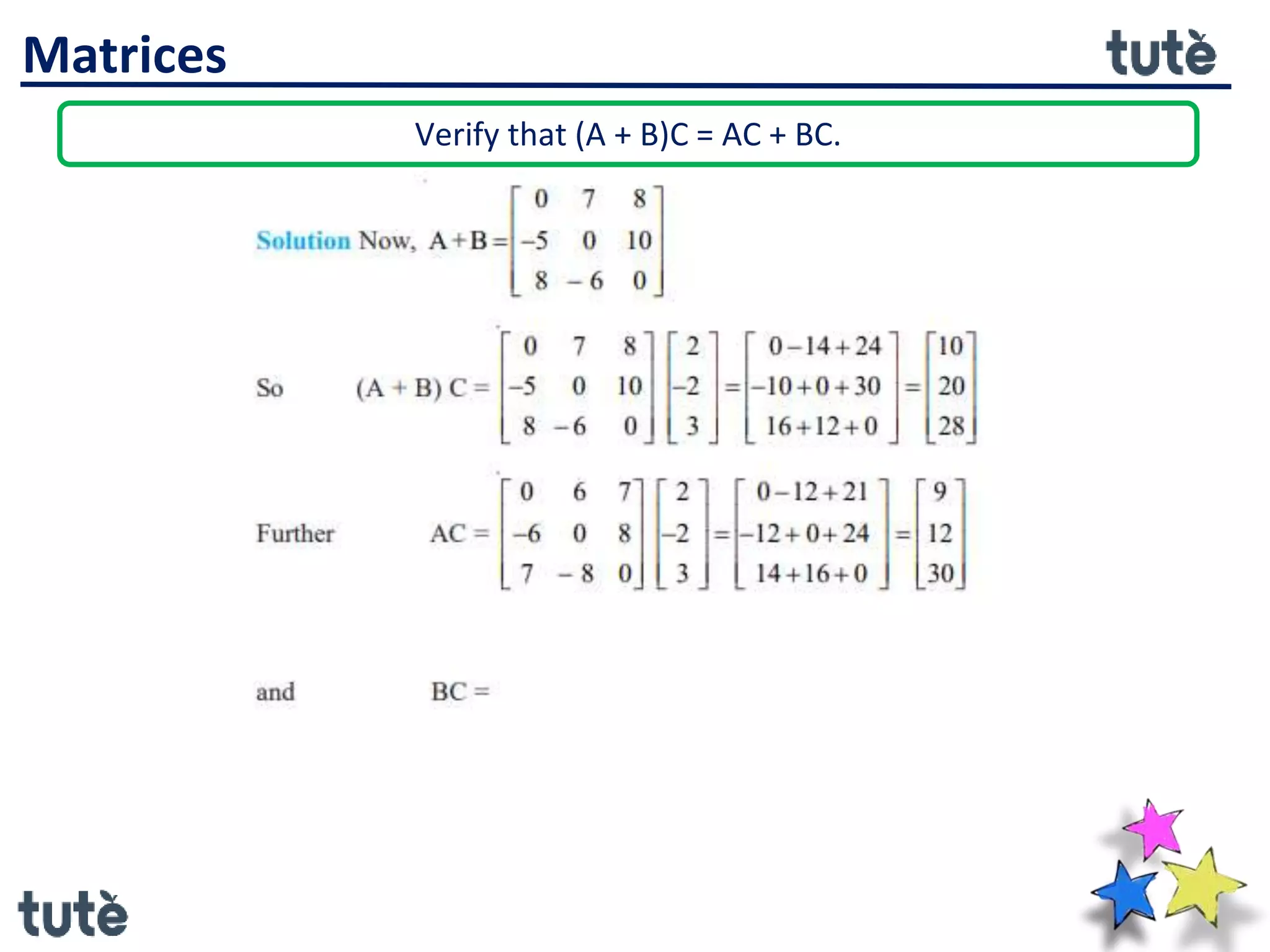 Matrices - multiplication of matrices | PPTX