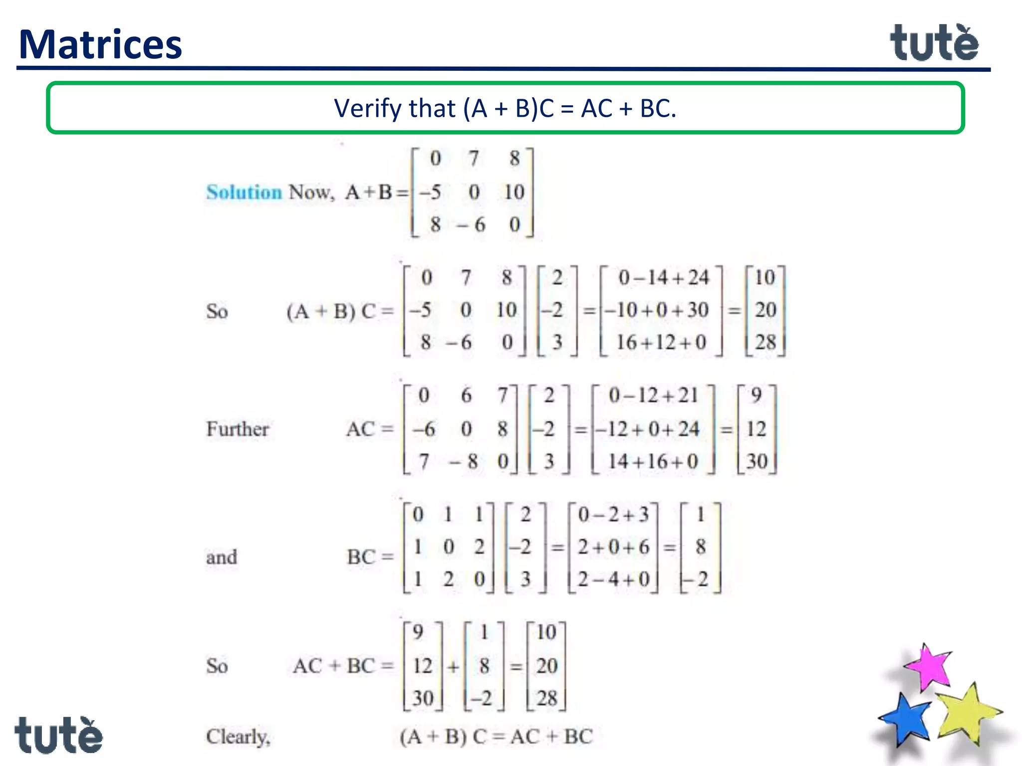 Matrices - multiplication of matrices | PPTX