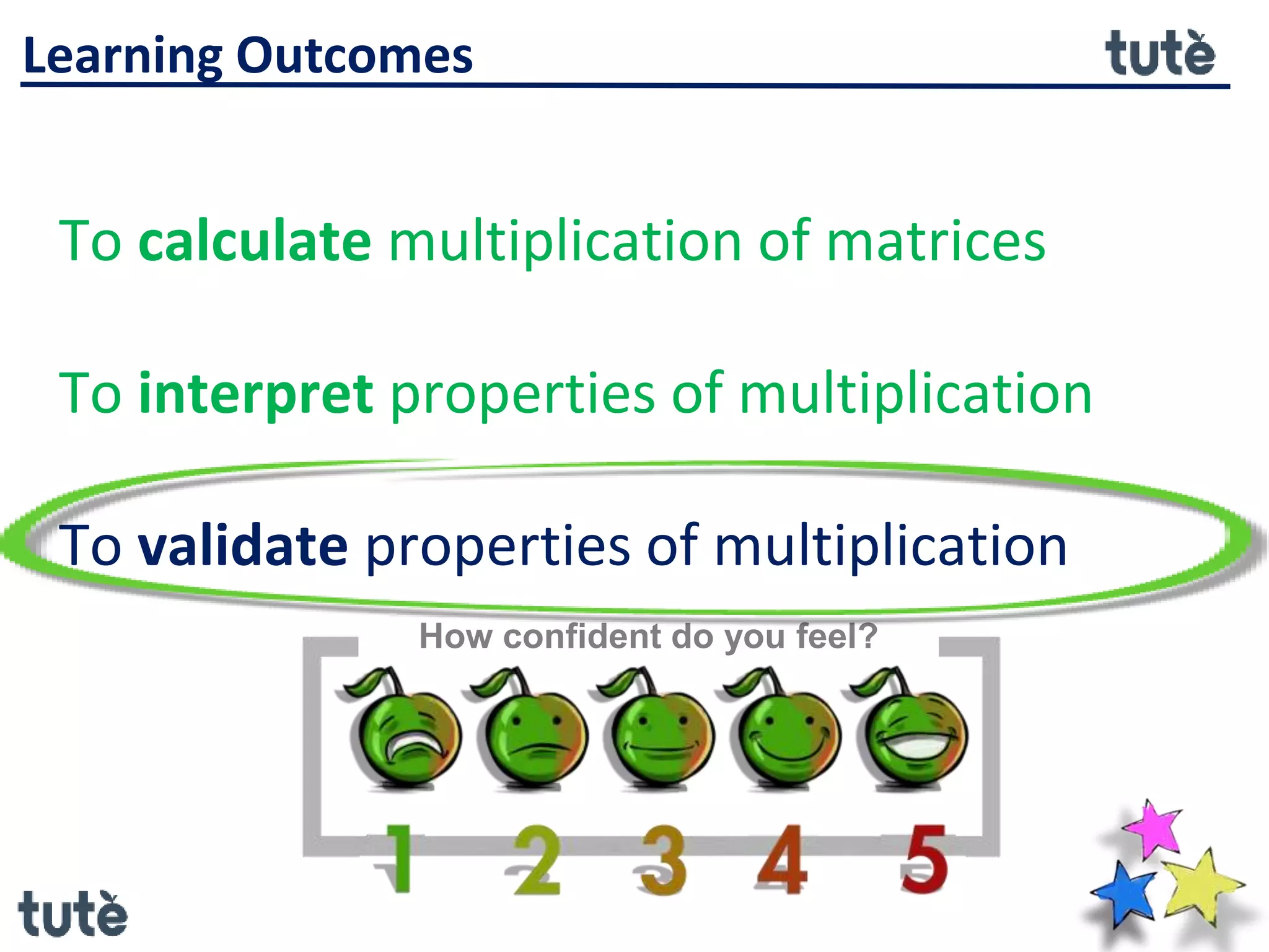 Matrices - multiplication of matrices | PPTX