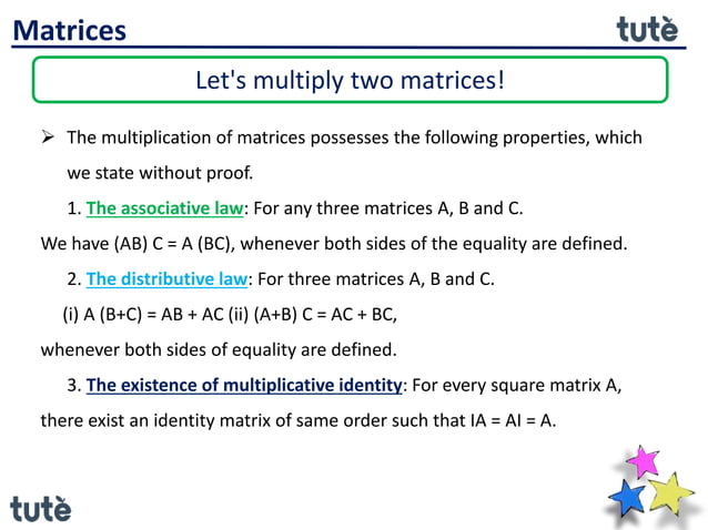 Matrices - multiplication of matrices | PPTX