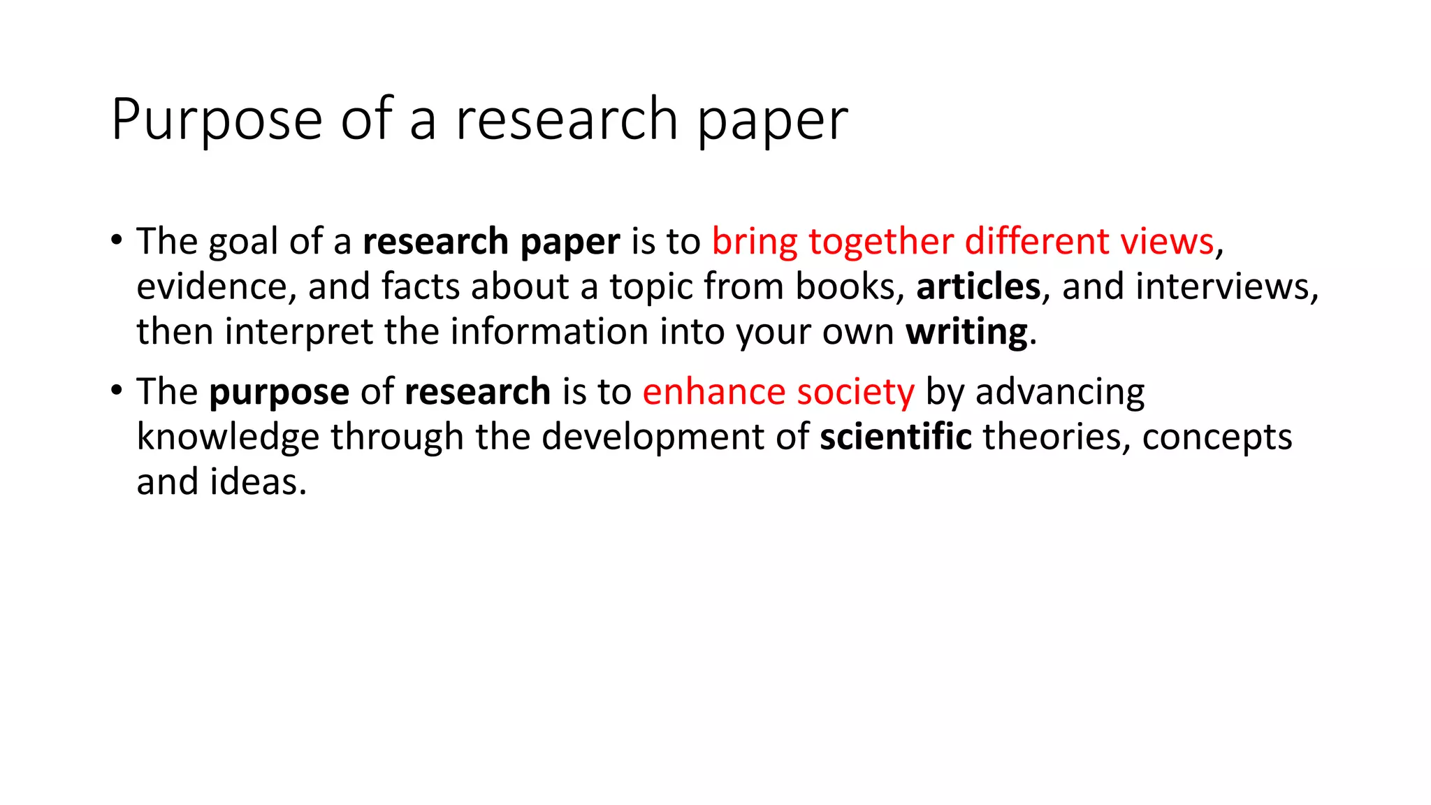 parts of a research paper | PPTX