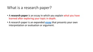 parts of a research paper | PPTX