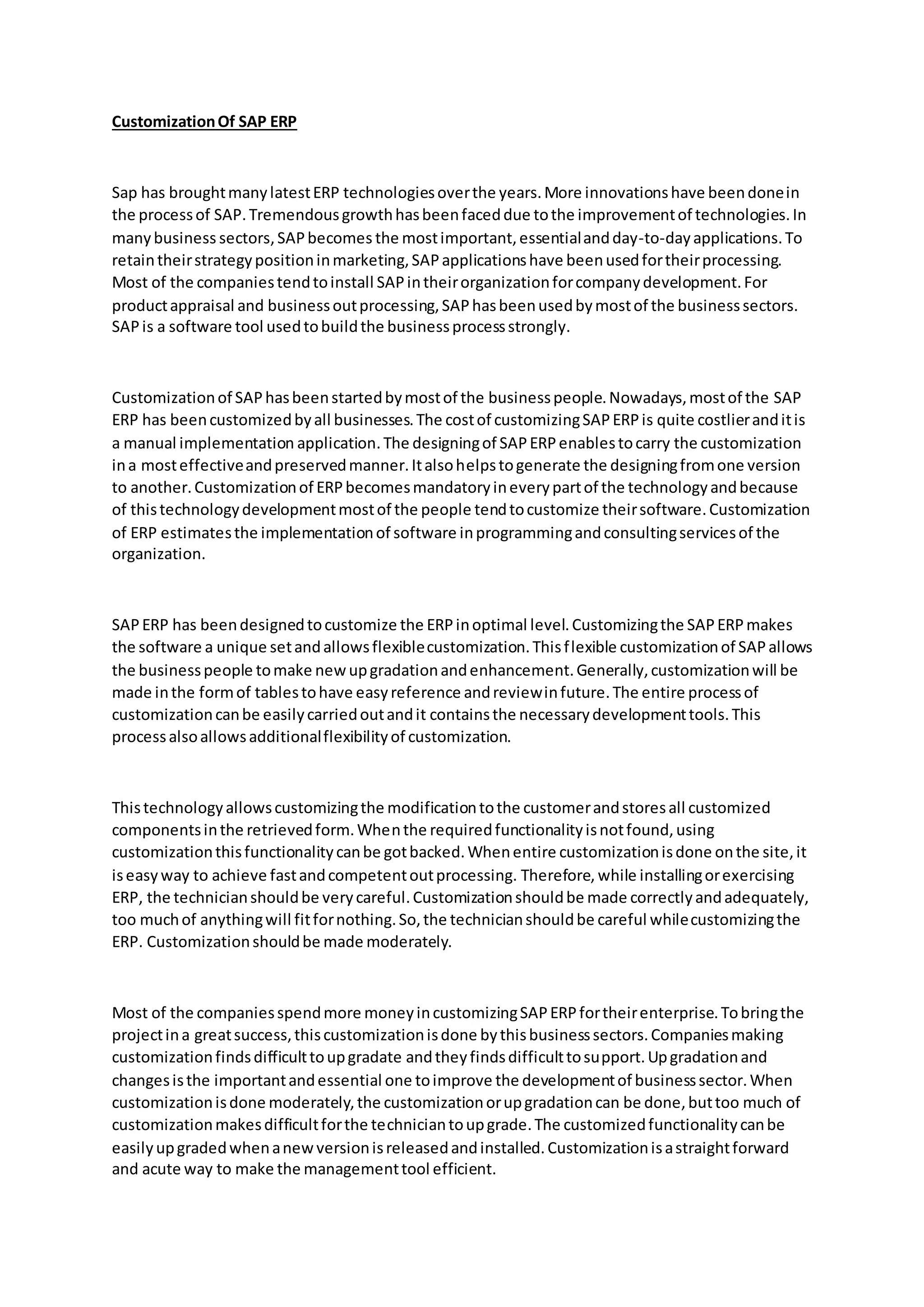 Customization Of Sap Erp Pdf