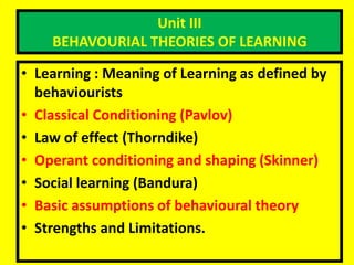 3. core 3 unit 3 pavlov and watson theory | PPT