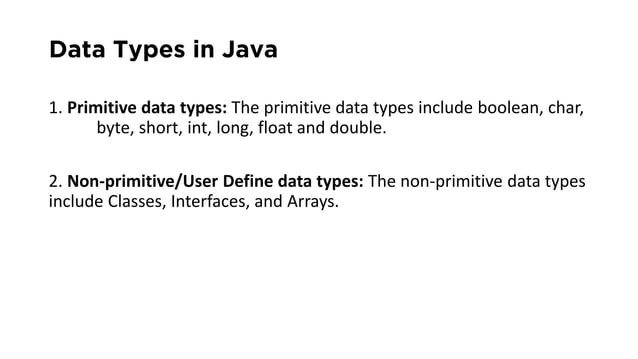 Data types in Java | PPT