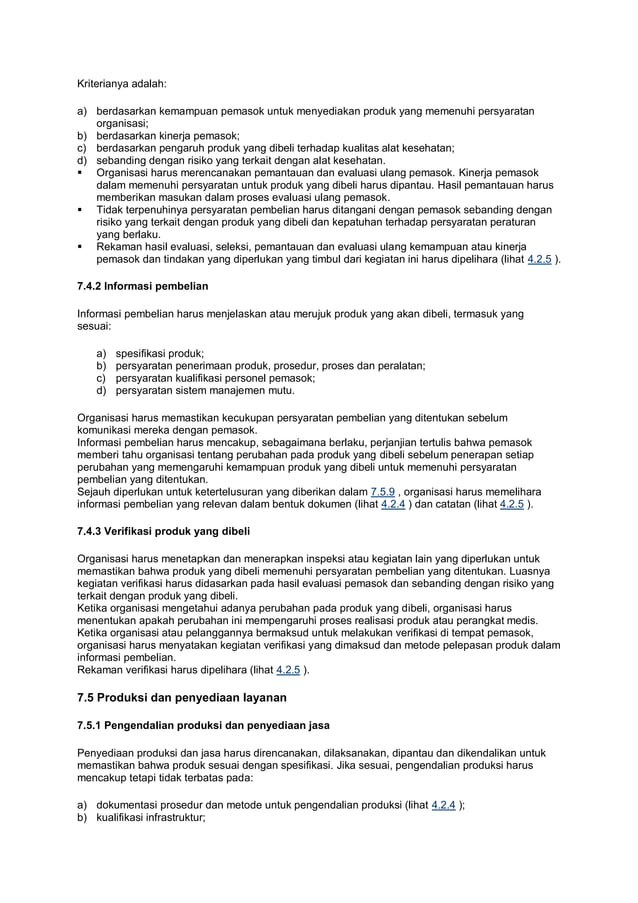 Pemahaman klausul persyaratan iso 13485 2016 | PDF
