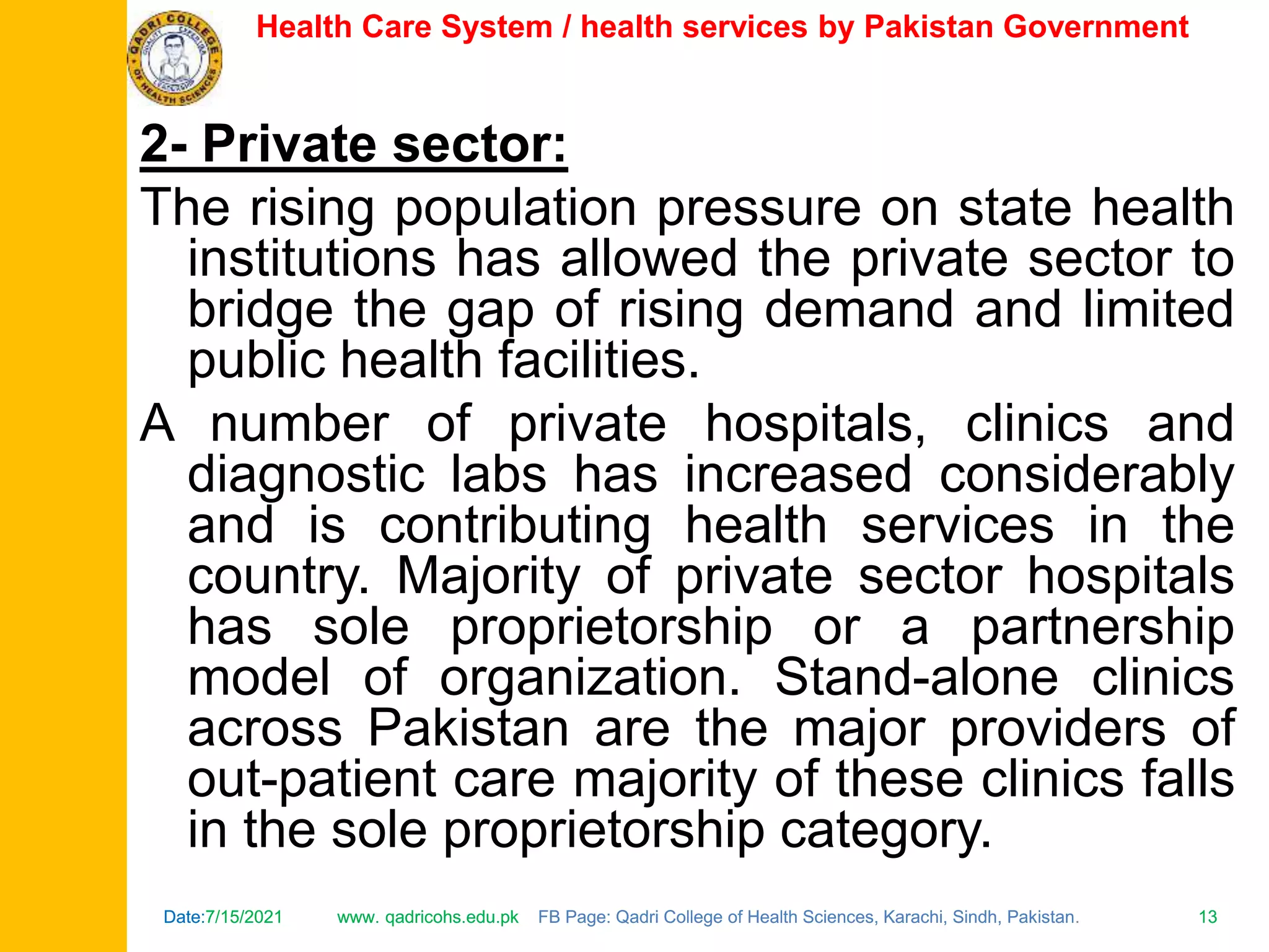 pakistan health care system | PPTX