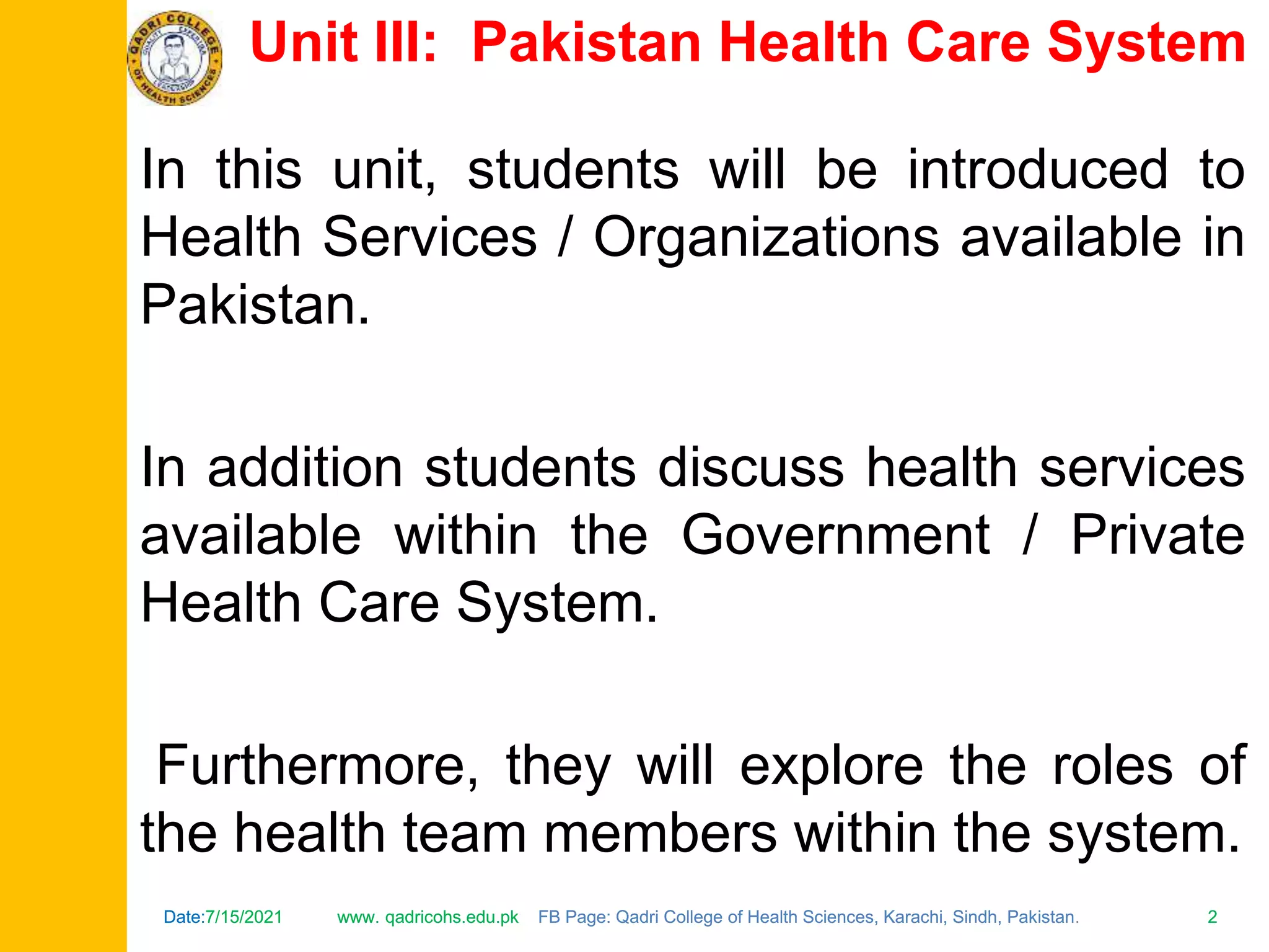 pakistan health care system | PPTX