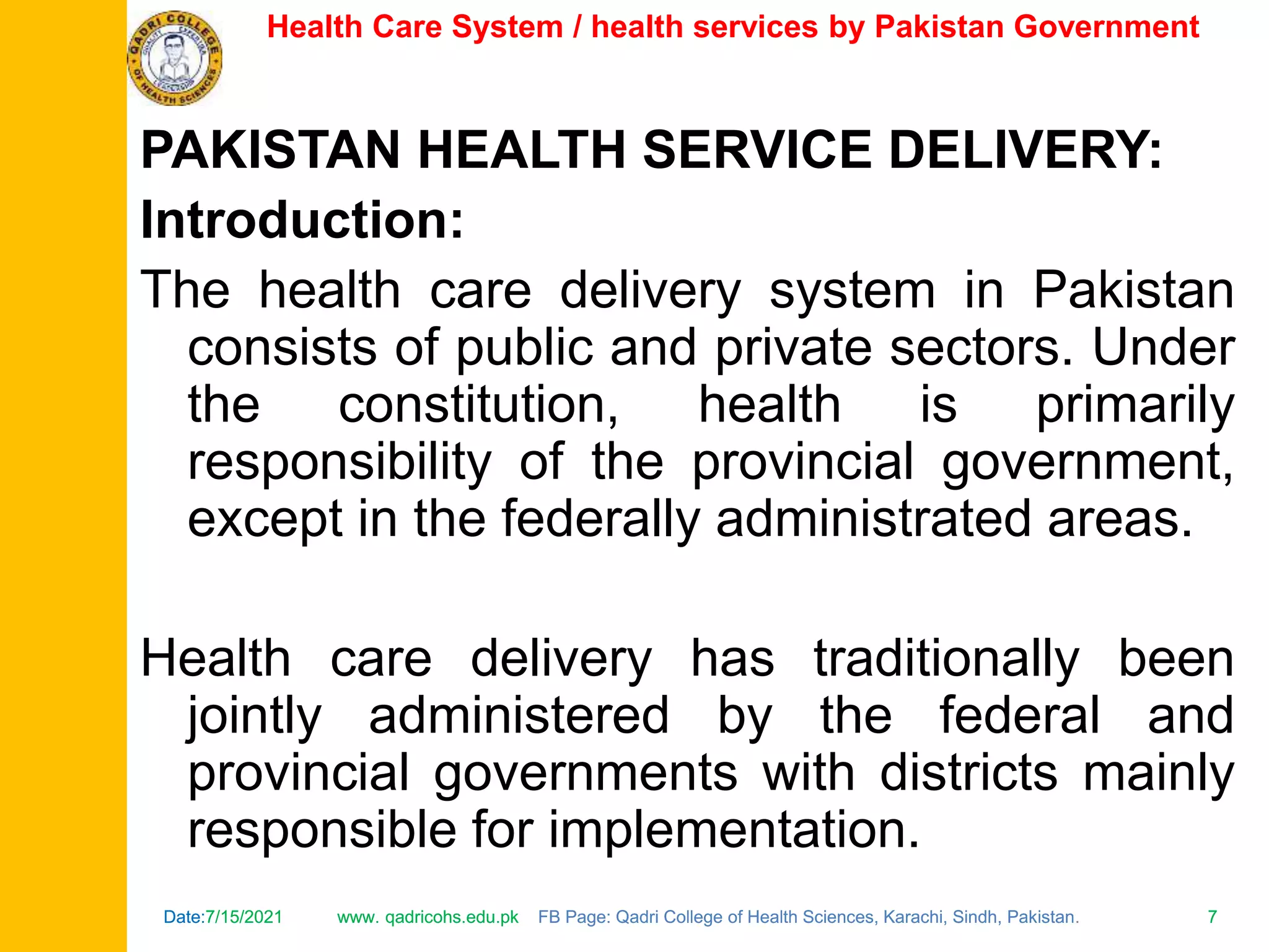 pakistan health care system | PPTX