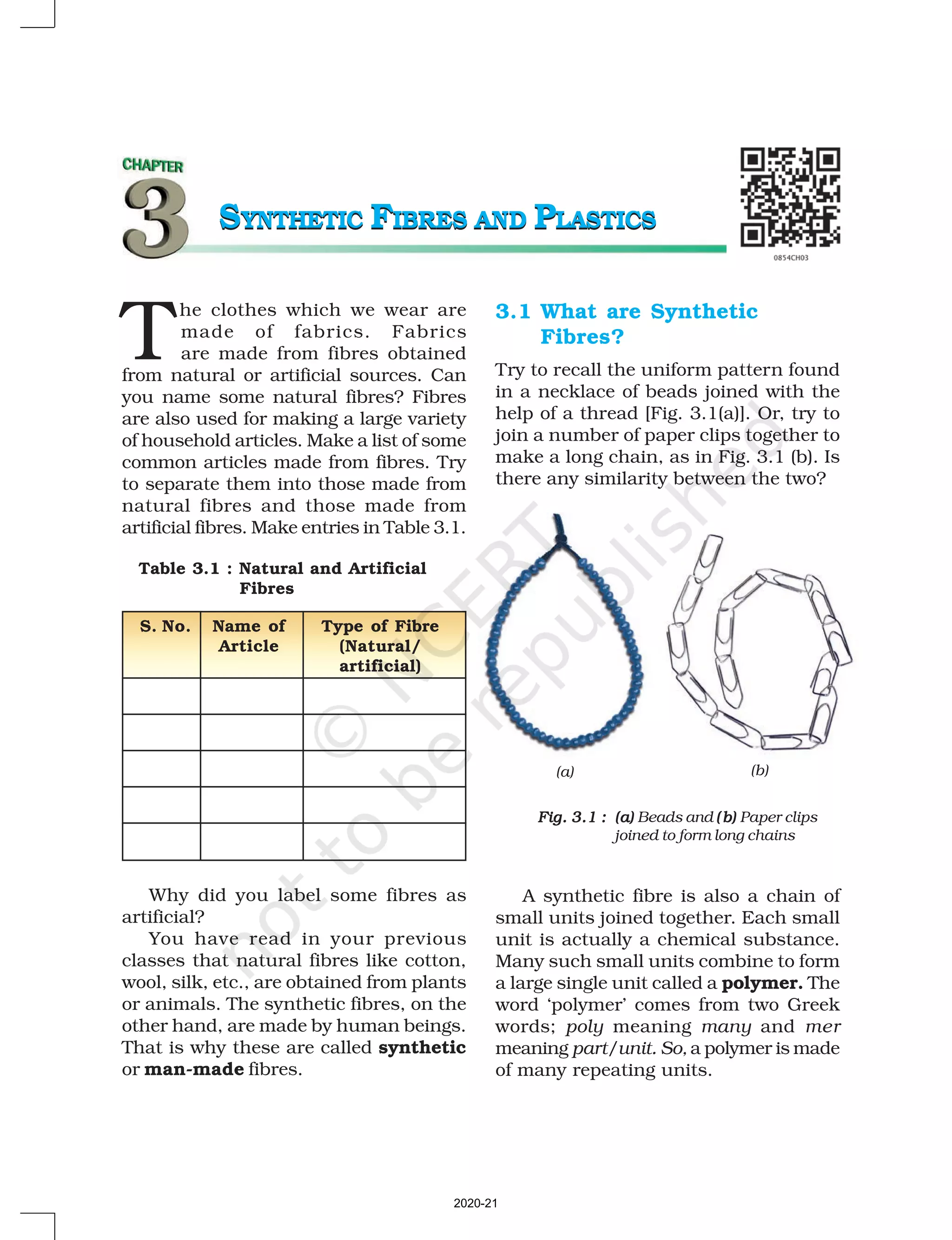 CBSE Class 8th_3.synthetic fibres and plastics_Text Book | PDF