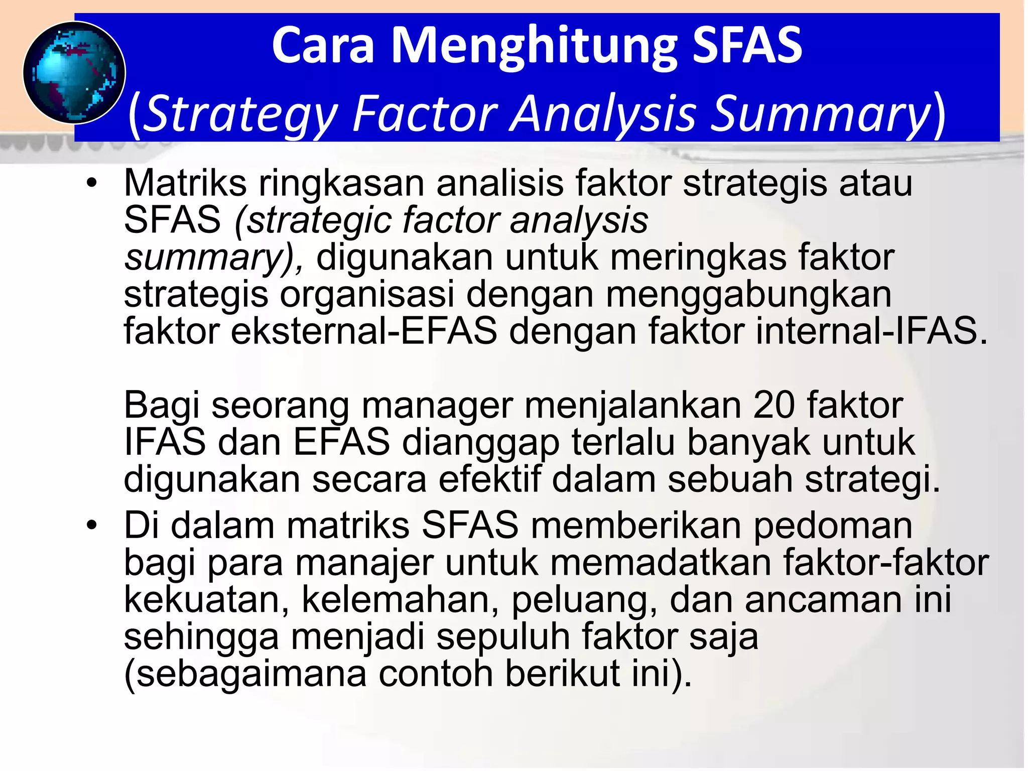 SWOT + IFAs & EFAs Analysis _"Training MARKETING RESEARCH" | PPTX