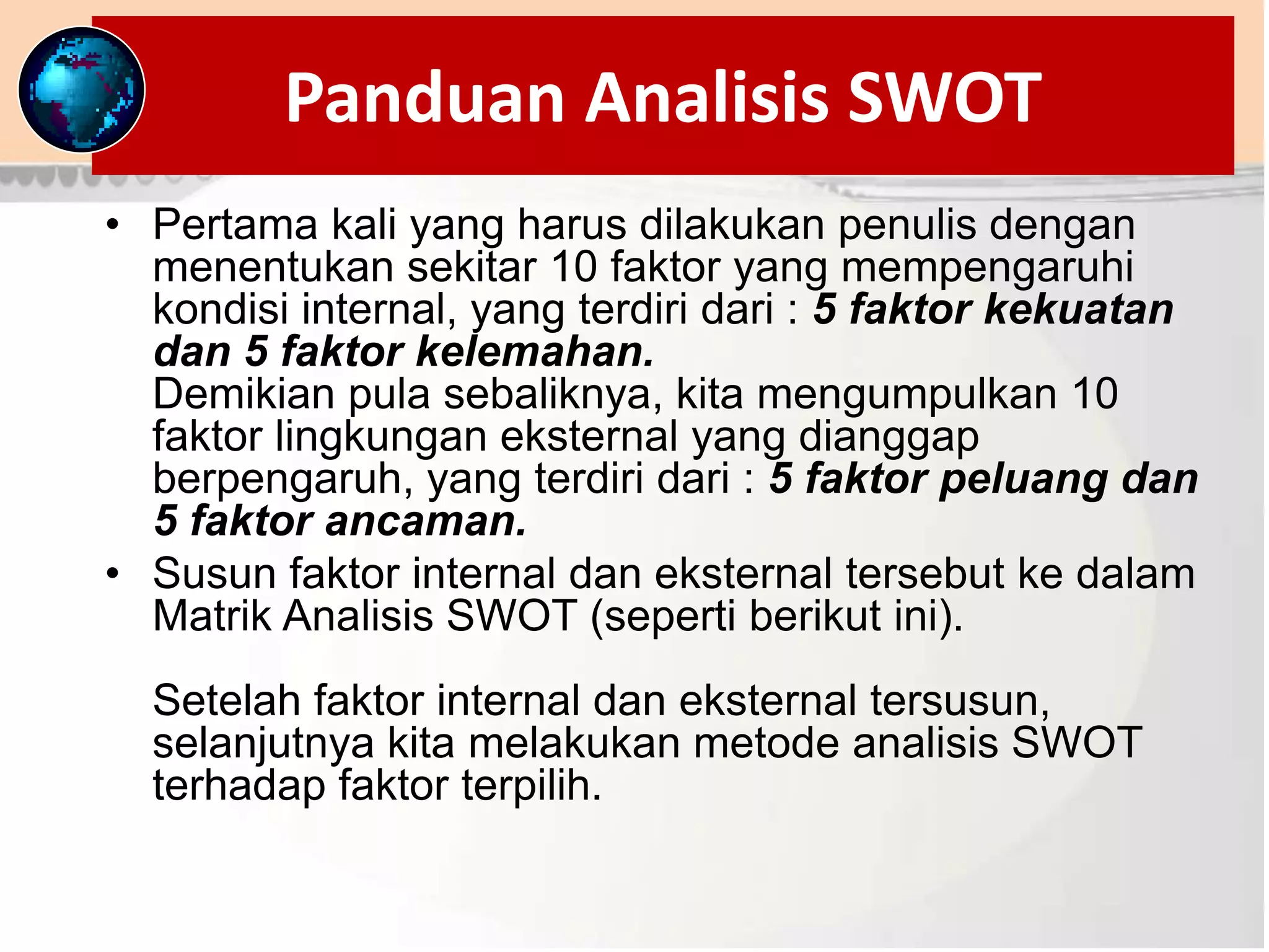 SWOT + IFAs & EFAs Analysis _"Training MARKETING RESEARCH" | PPTX