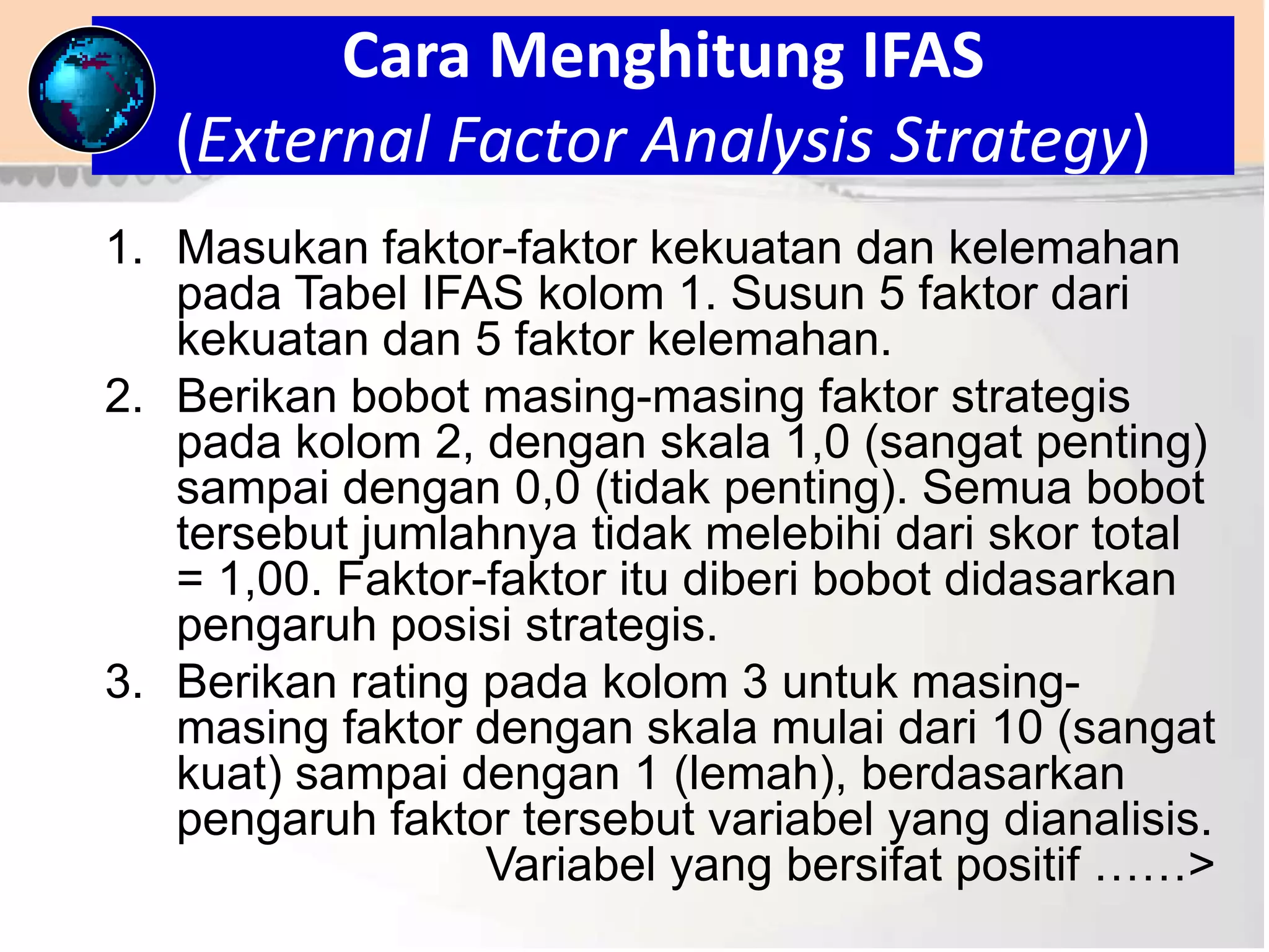 SWOT + IFAs & EFAs Analysis _"Training MARKETING RESEARCH" | PPTX