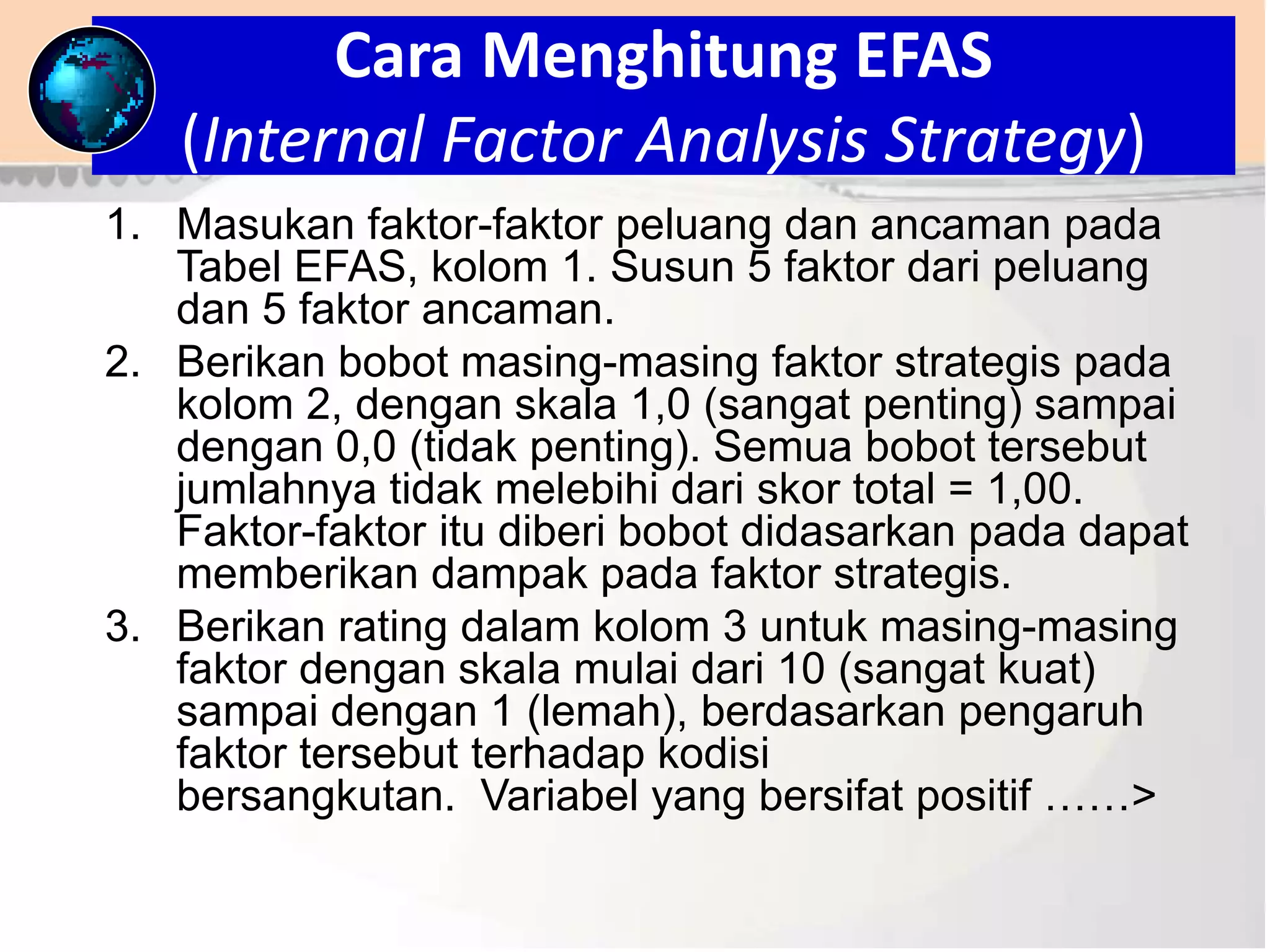 SWOT + IFAs & EFAs Analysis _"Training MARKETING RESEARCH" | PPTX