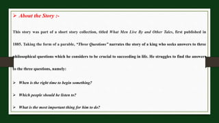 B. Sc. Sem - II The Three Questions | PPT