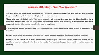B. Sc. Sem - II The Three Questions | PPT