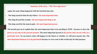 B. Sc. Sem - II The Three Questions | PPT