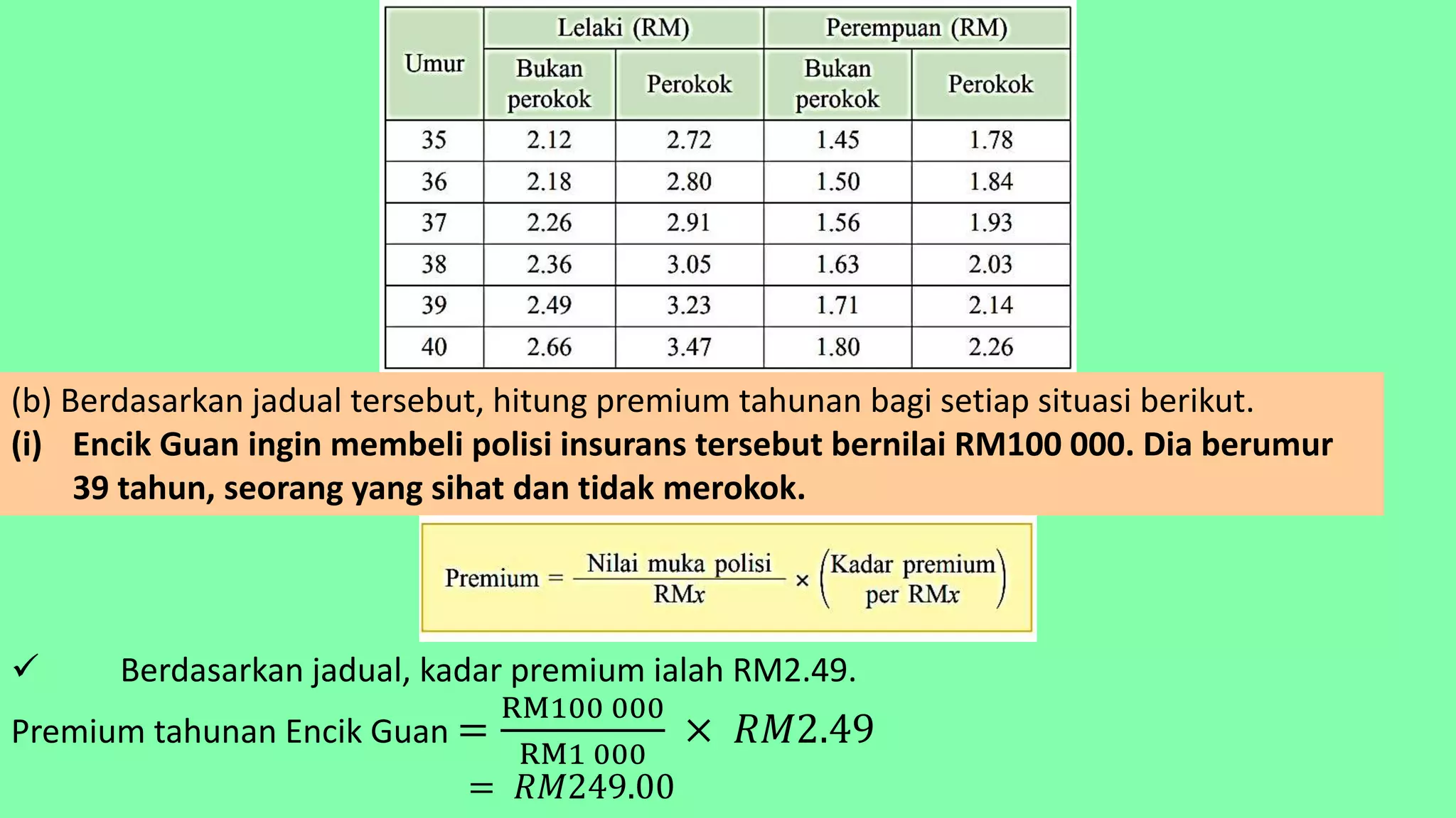 MM Tingkatan 5, 3.1.2 mengira premium | PPTX