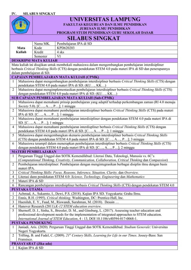 3. silabus singkat | PDF