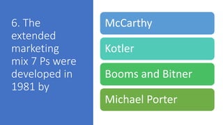 Marketing Mix- Multiple Choice Questions (MCQs) on Marketing Mix | PPTX