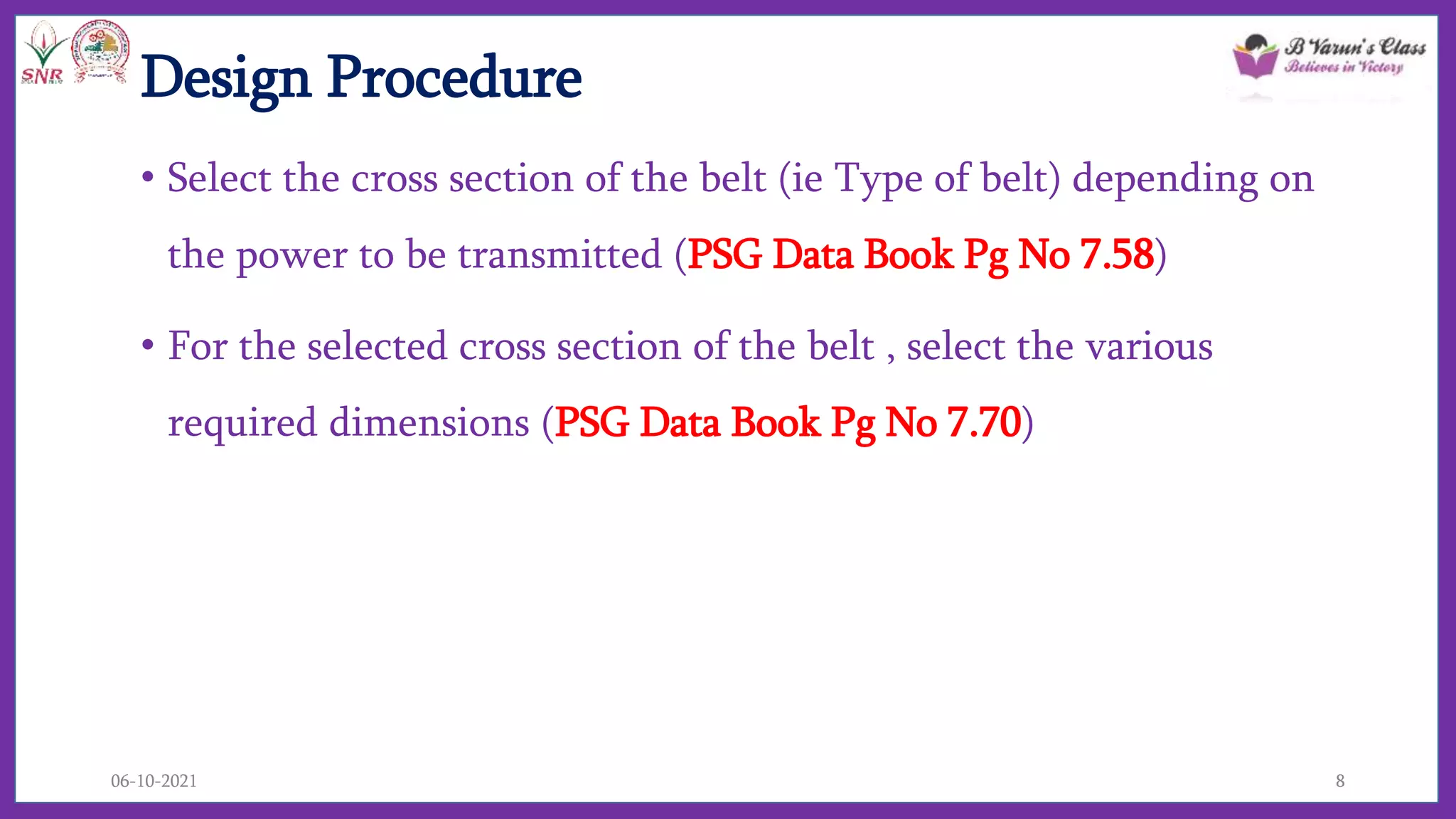 V-belt drive Design Procedure | PPTX