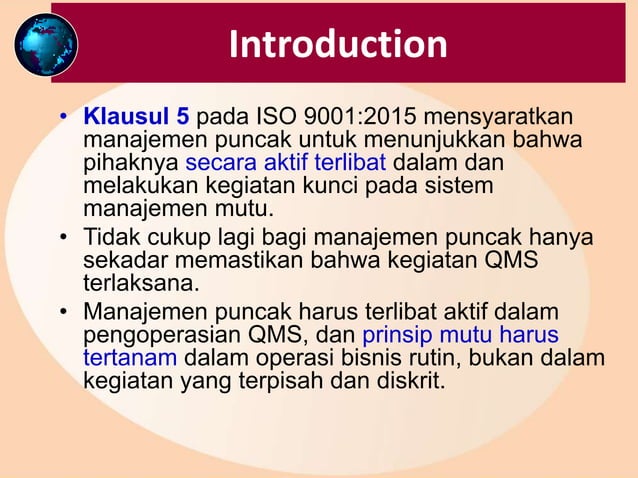 Klausul 5: Leadership (ISO 9001:2015)_ Training "SISTEM MANAJEMEN MUTU" | PPTX