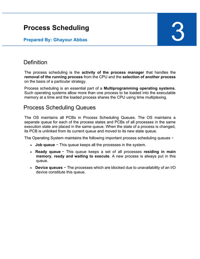 CSI-503 - 3. Process Scheduling | PDF