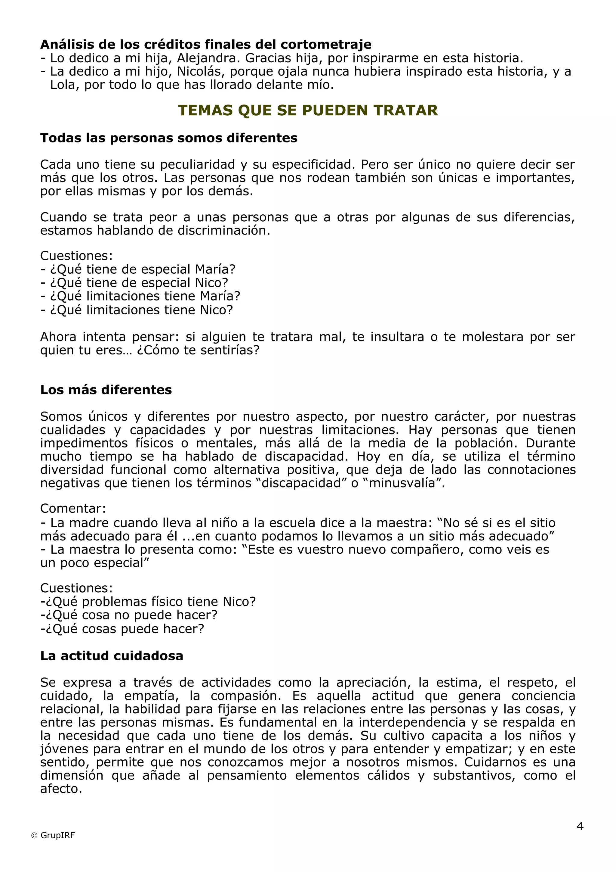 Cuerdas (cortometraje) GUÍA DIDÁCTICA | PDF