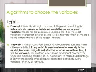 Methods for feature/variable selection in Regression Analysis | PDF