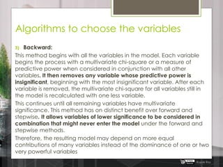 Methods for feature/variable selection in Regression Analysis | PPT