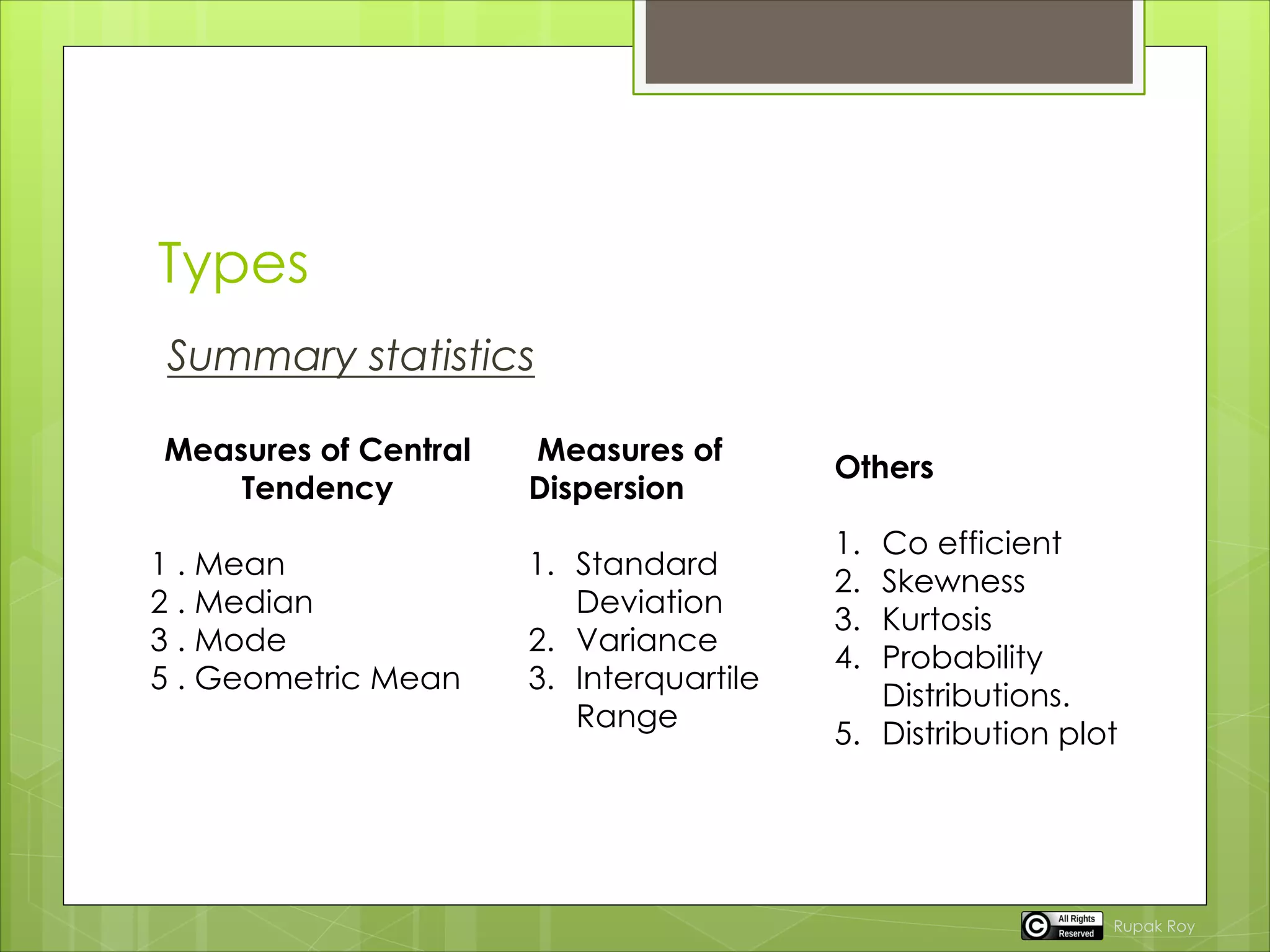 Types of Statistics | PDF