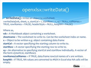 Import and Export Excel Data using openxlsx in R Studio | PPT