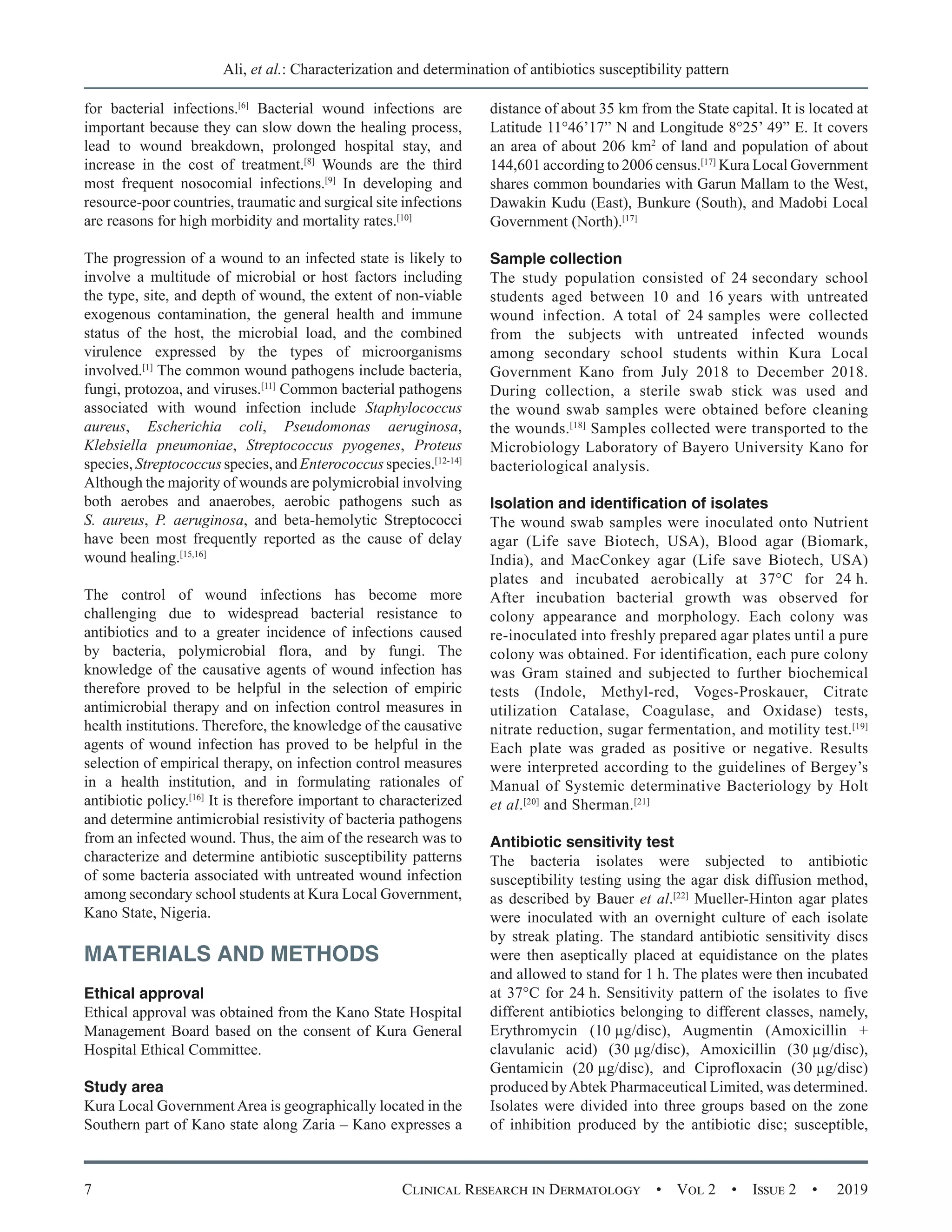 Characterization and Determination of Antibiotic Susceptibility Pattern ...
